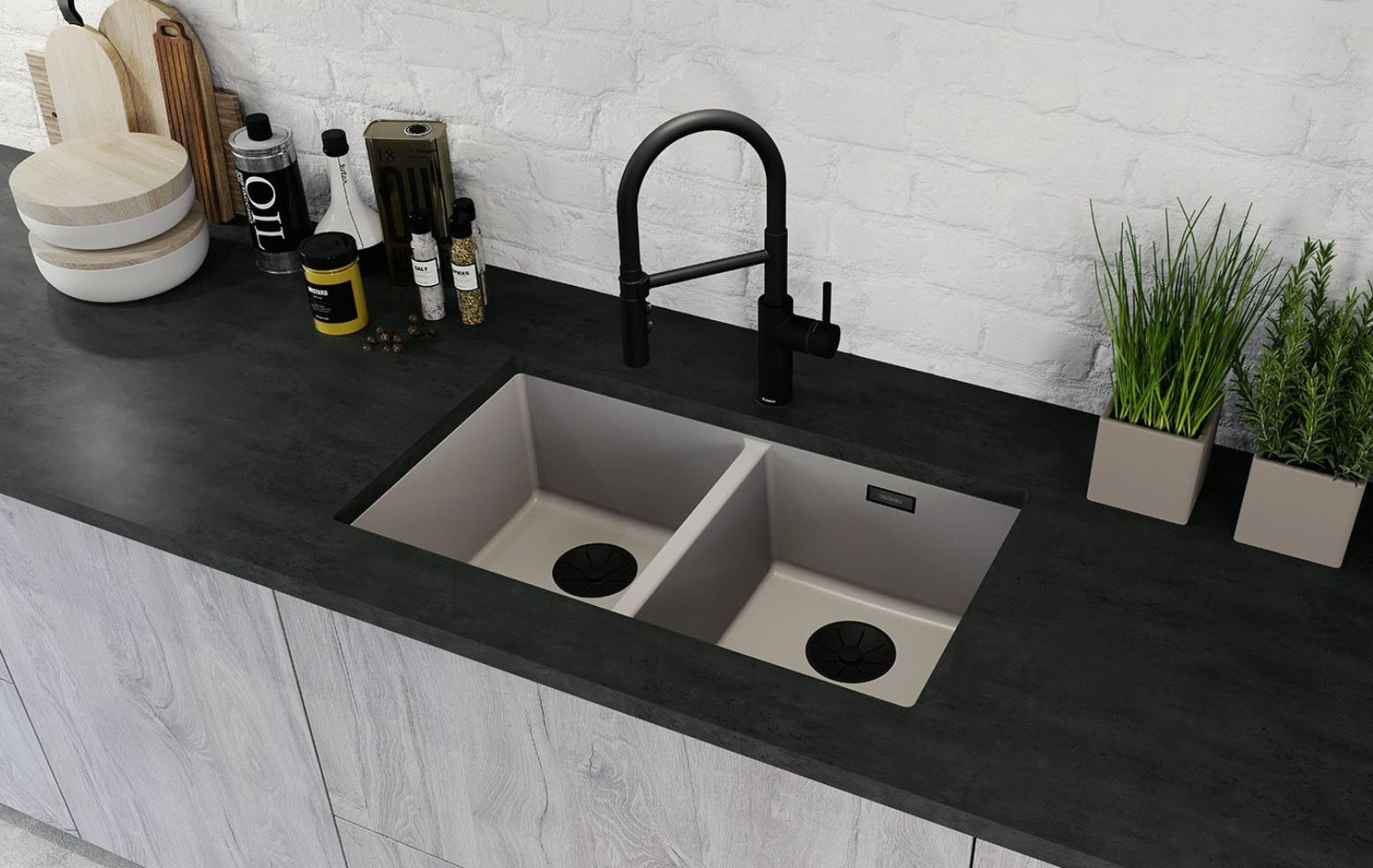 Overflow set Satin Dark steel double 206901 - Signature Appliances