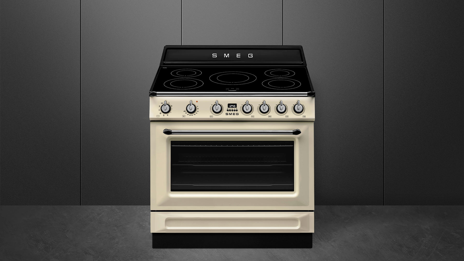 Smeg 90cm Victoria Induction Cooker (5 Zones/9 Functions) - Cream ...