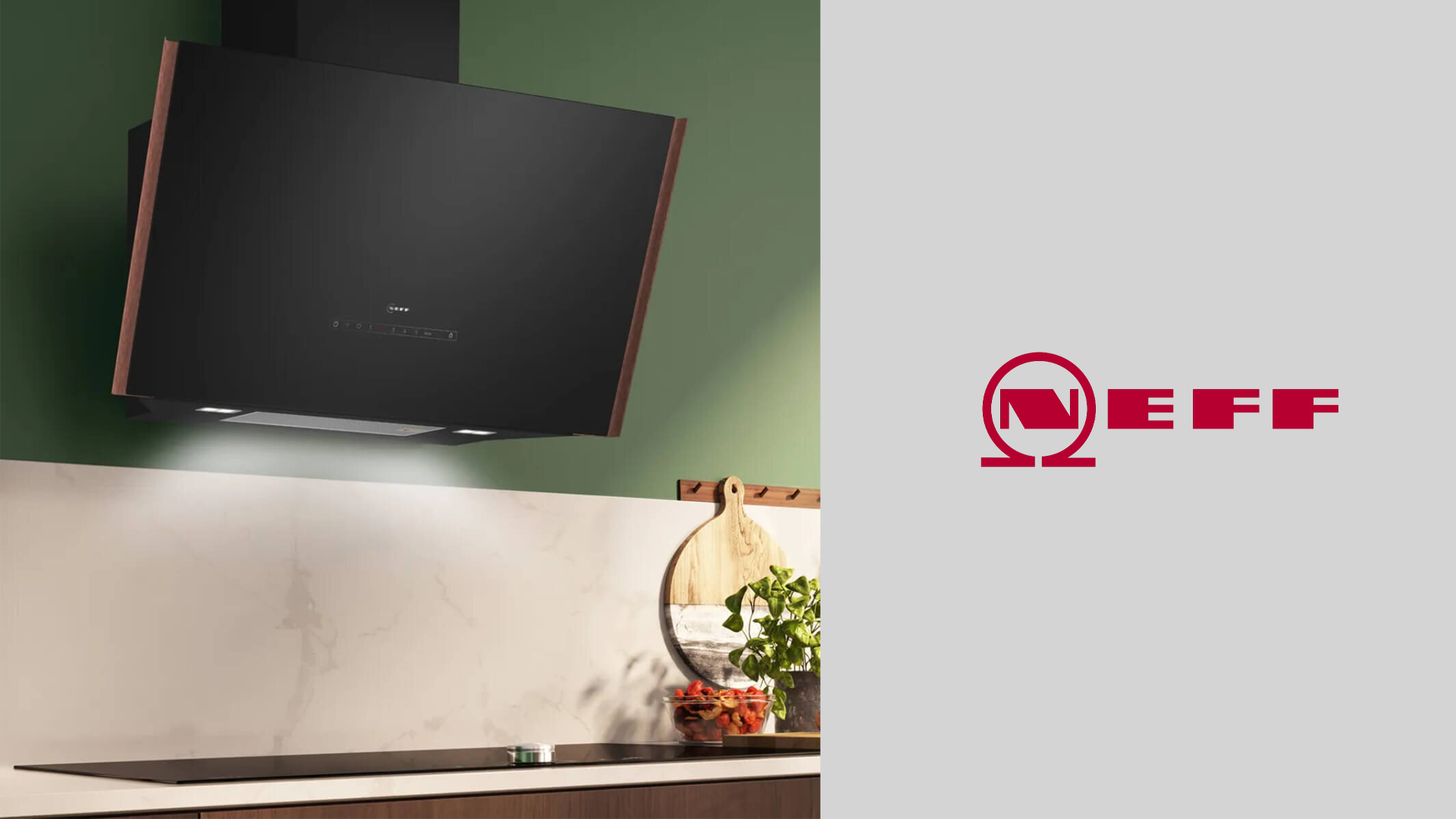 Neff 90cm Flex Design Inclined Rangehood with Brushed Bronze Side Trims ...
