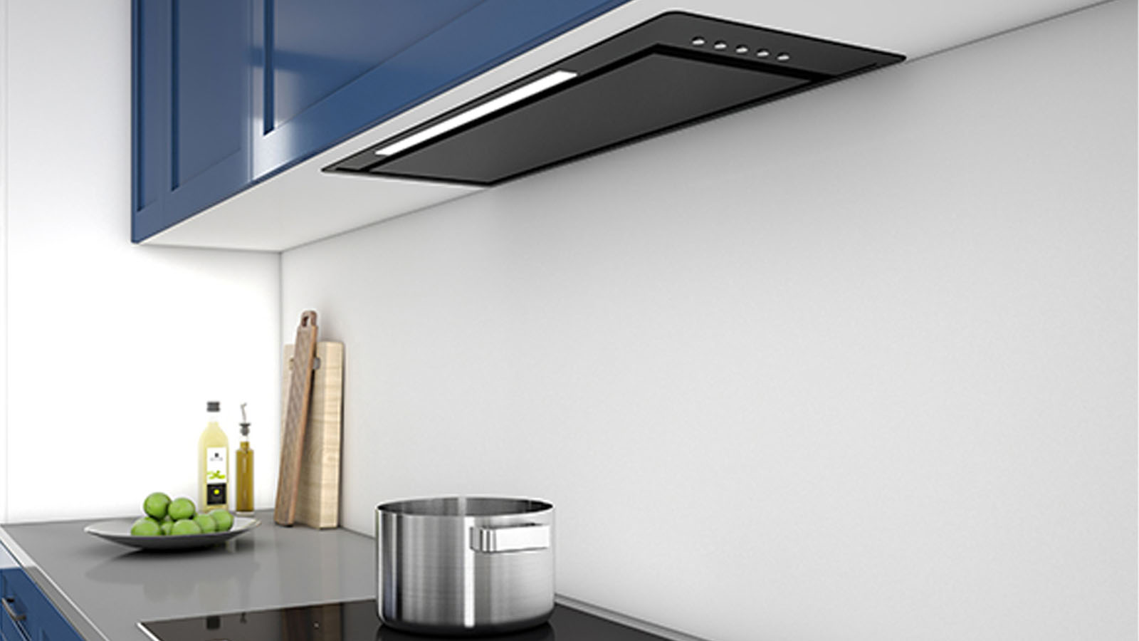 850mm Onboard Undermount Rangehood – Black Glass Finish. SM927EL850 ...