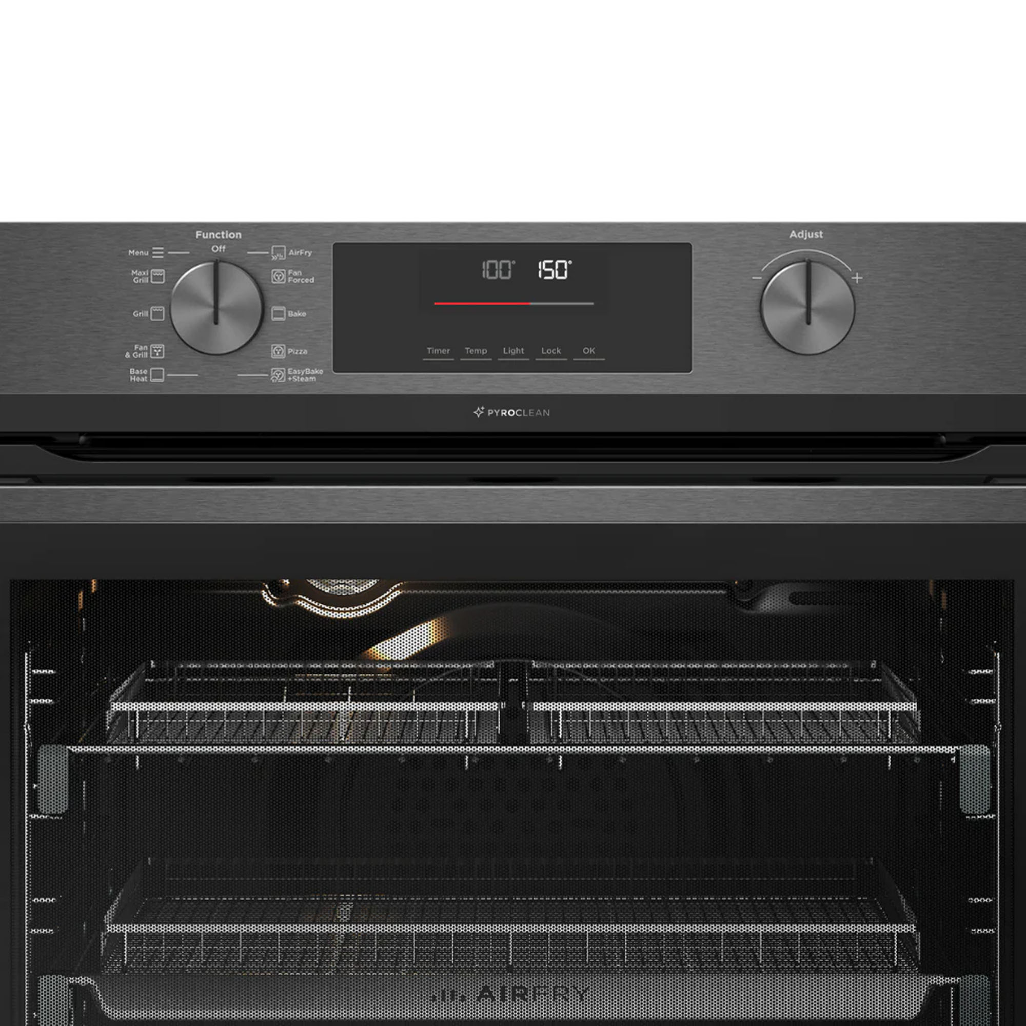 60cm multi-function 10 dark stainless steel PyroClean oven with Dual AirFry, EasyBake +Steam ...