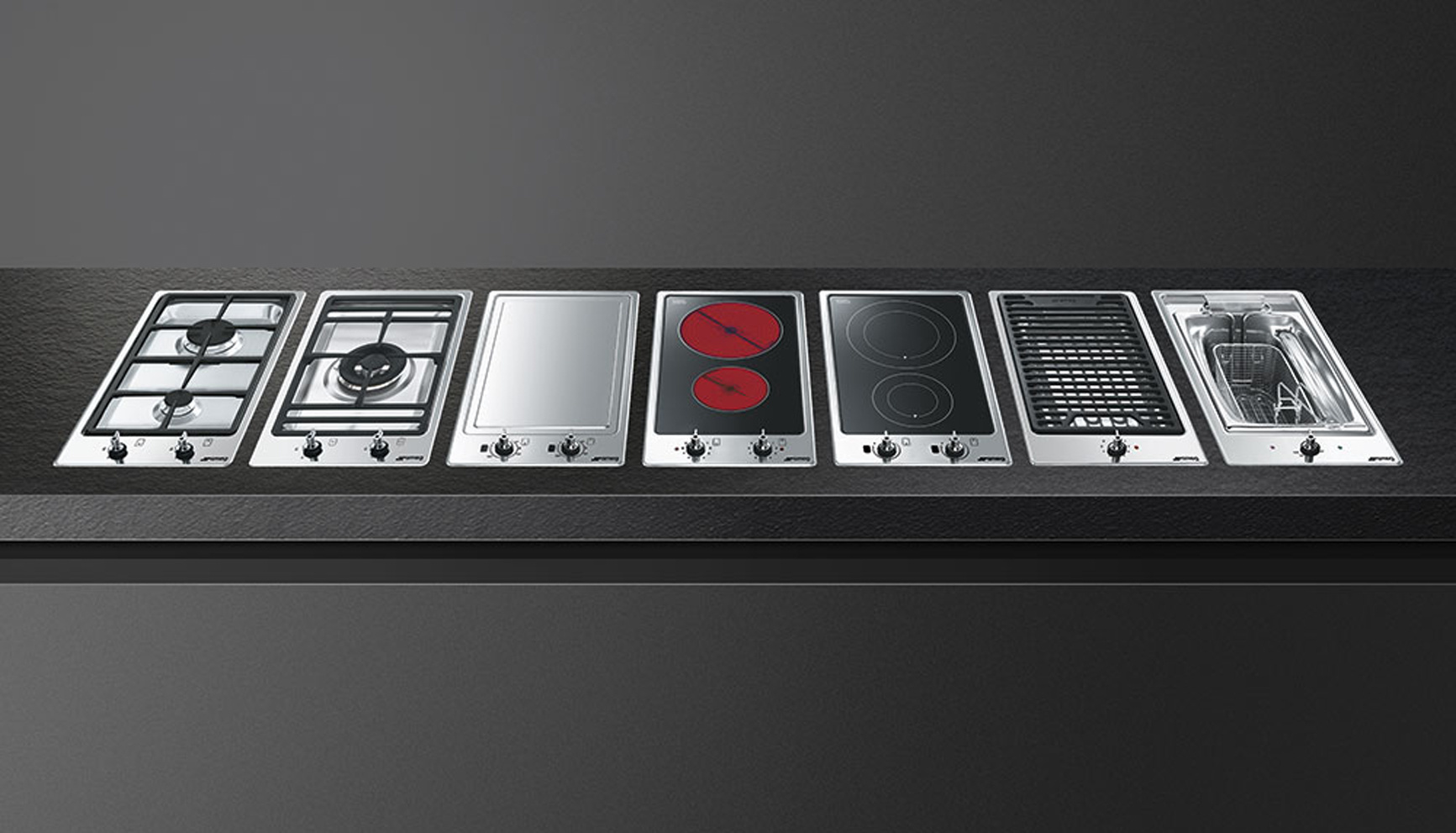 Smeg 30cm Ultra-low Profile Stone Grill PGF30B - Signature Appliances