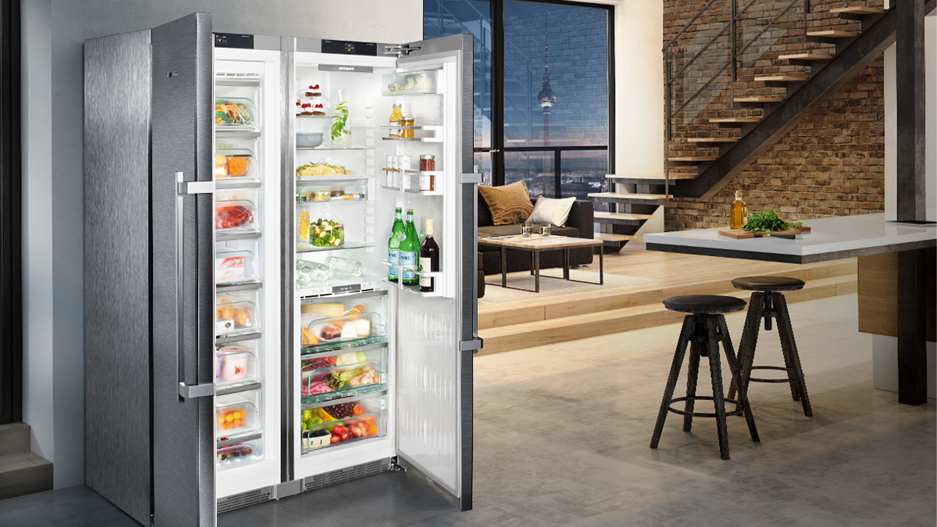 Liebherr Premium BioFresh Freestanding Refrigerator BlackSteel - Left ...