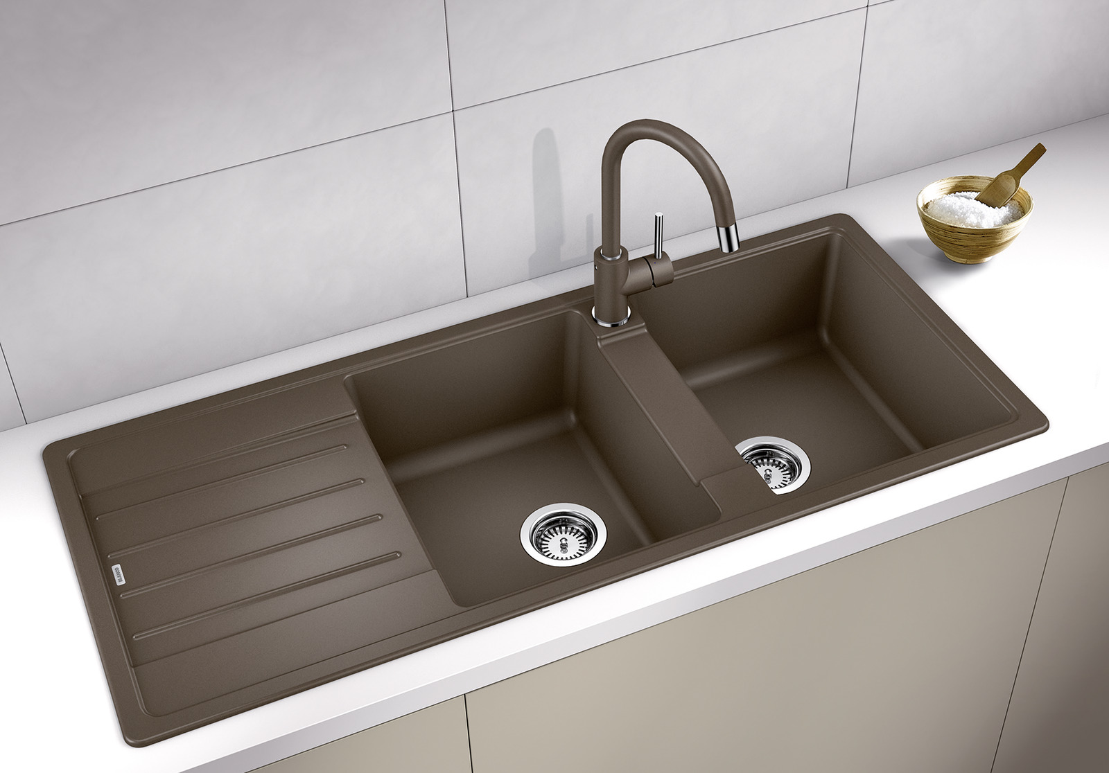 Legra 8 S Left Double Bowl Sink Black LEGRA8SLBK5 - Signature Appliances