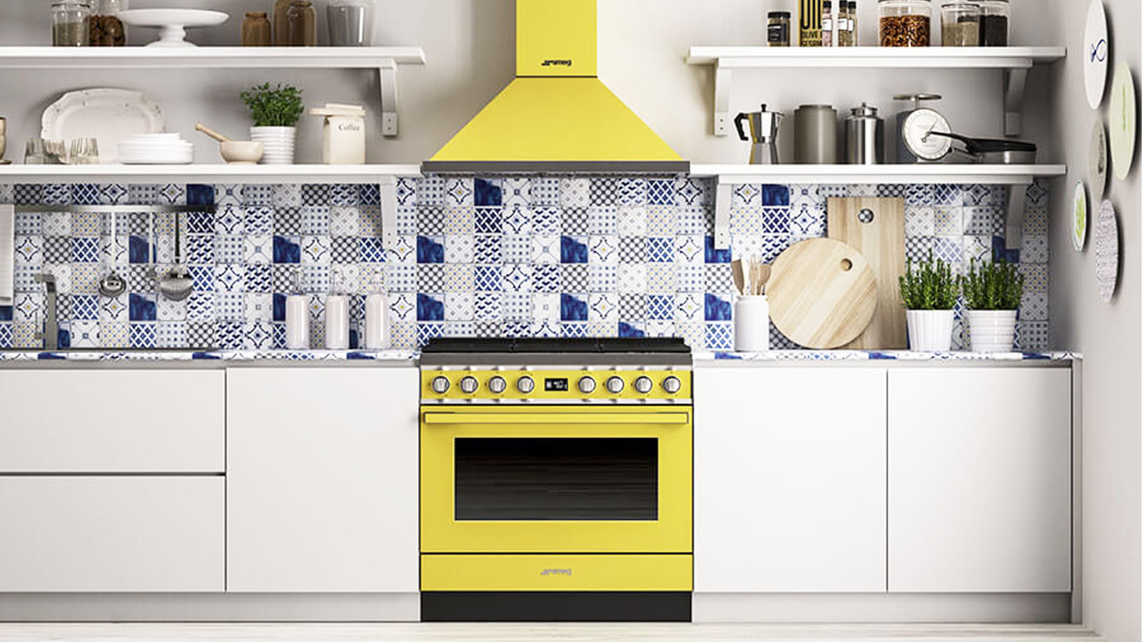 Smeg 90cm Portofino Pyrolytic Freestanding CookerSunshine Yellow ...