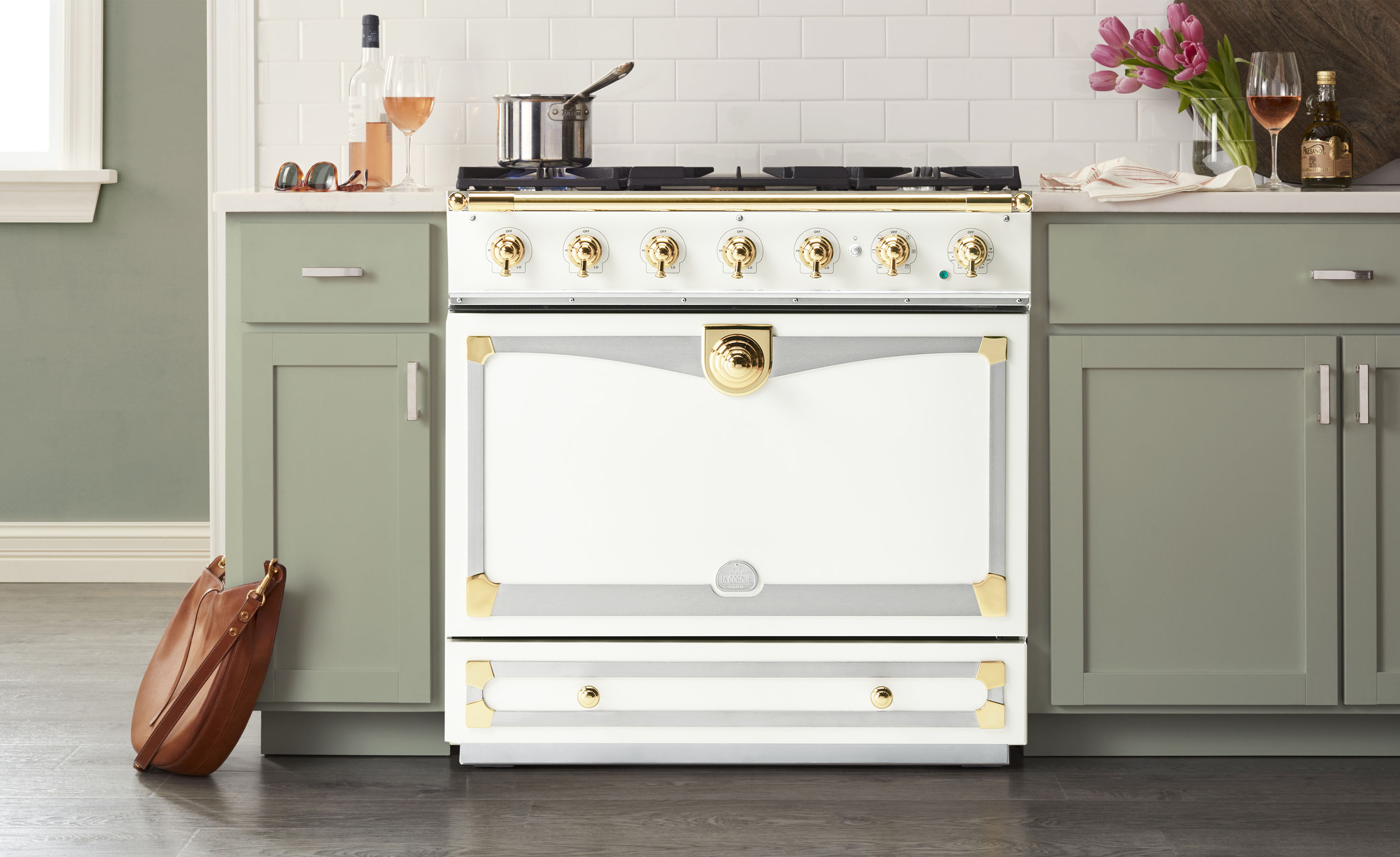Cornufé Albertine 90cm Dual Fuel Range Cooker - Pure White, Polished ...