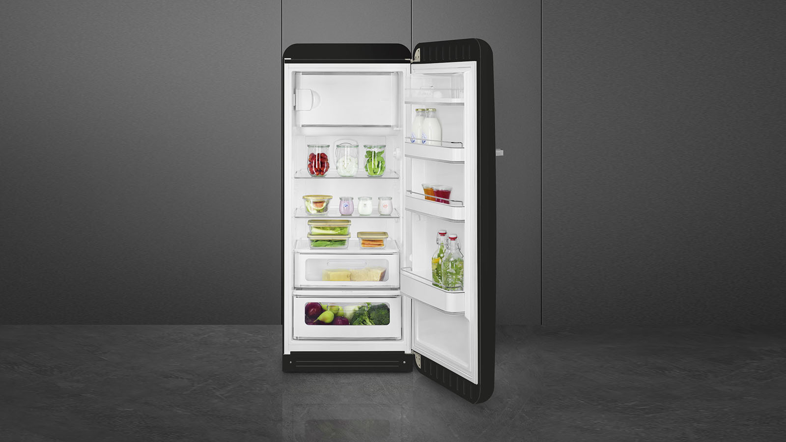 Smeg FAB 28 50’S Style Retro Refrigerator, Right Hand - Black ...