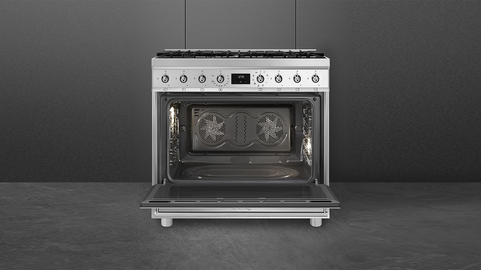 Smeg 90cm 6 Burner Dual Fuel Cooker Stainless Steel - CS9GMXA2 ...