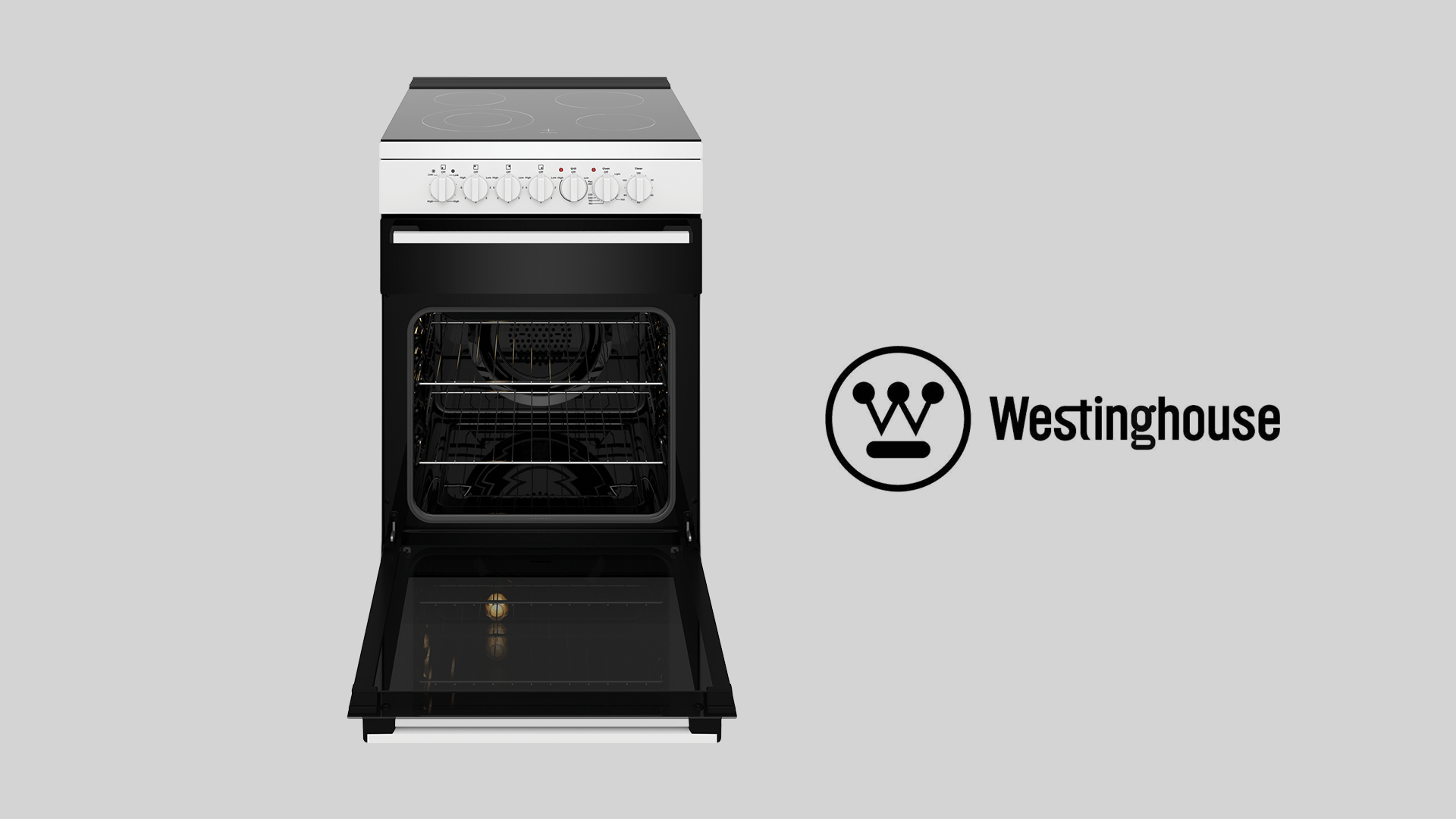 Westinghouse 60cm freestanding electric oven and ceramic cooktop, white ...