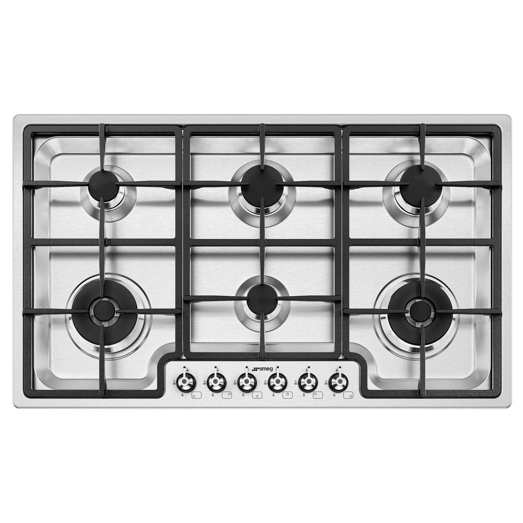 Smeg Classic 90cm 6 Burner Gas Cooktop Ultra Low Profile PGA962 ...