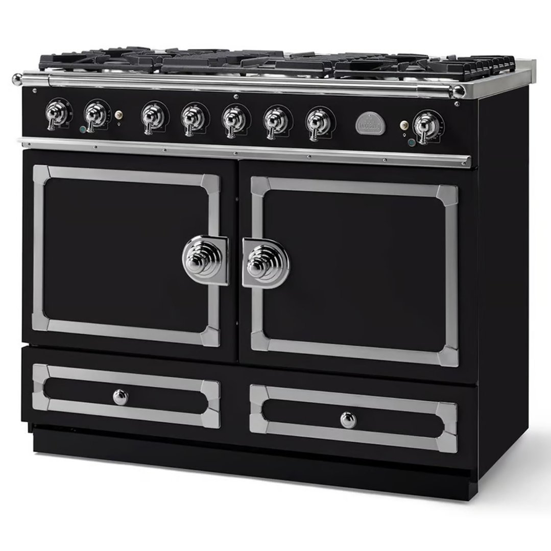 Cornufé 110cm Dual Fuel Range Cooker - Matt Black, Polished Chrome ...