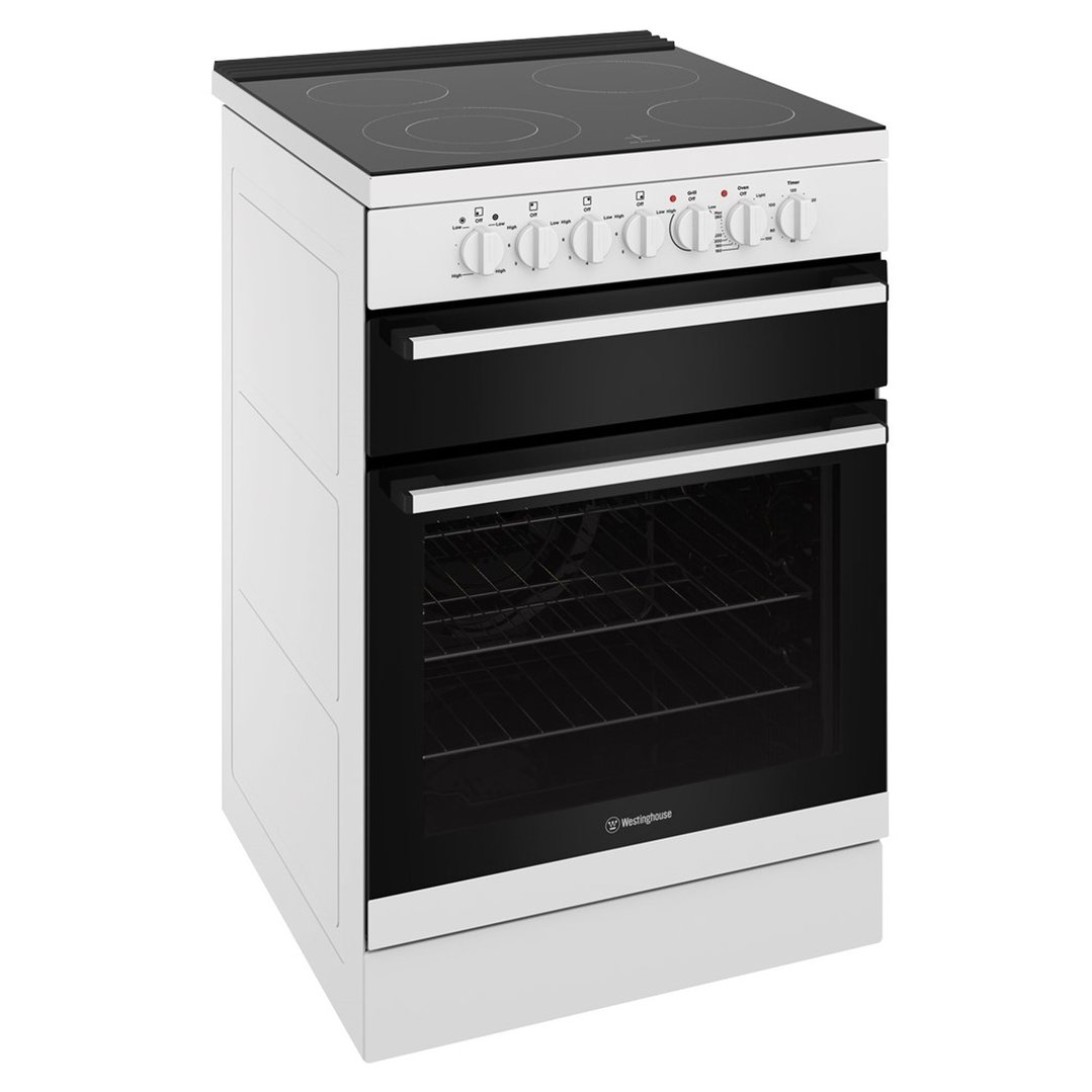 Westinghouse 60cm freestanding electric oven and ceramic cooktop, white ...