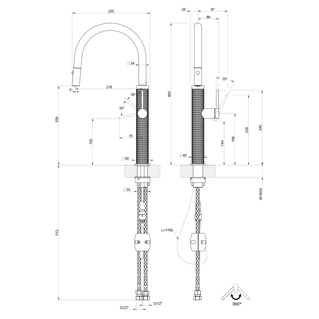 316 Pull-out Dual spray Steel Brushed 60024-239 - Signature Appliances