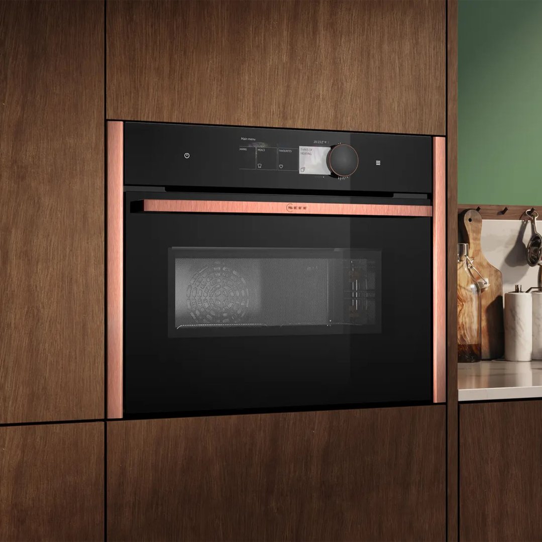 Neff Pyrolytic Compact Oven with Microwave with Brushed Bronze Side ...