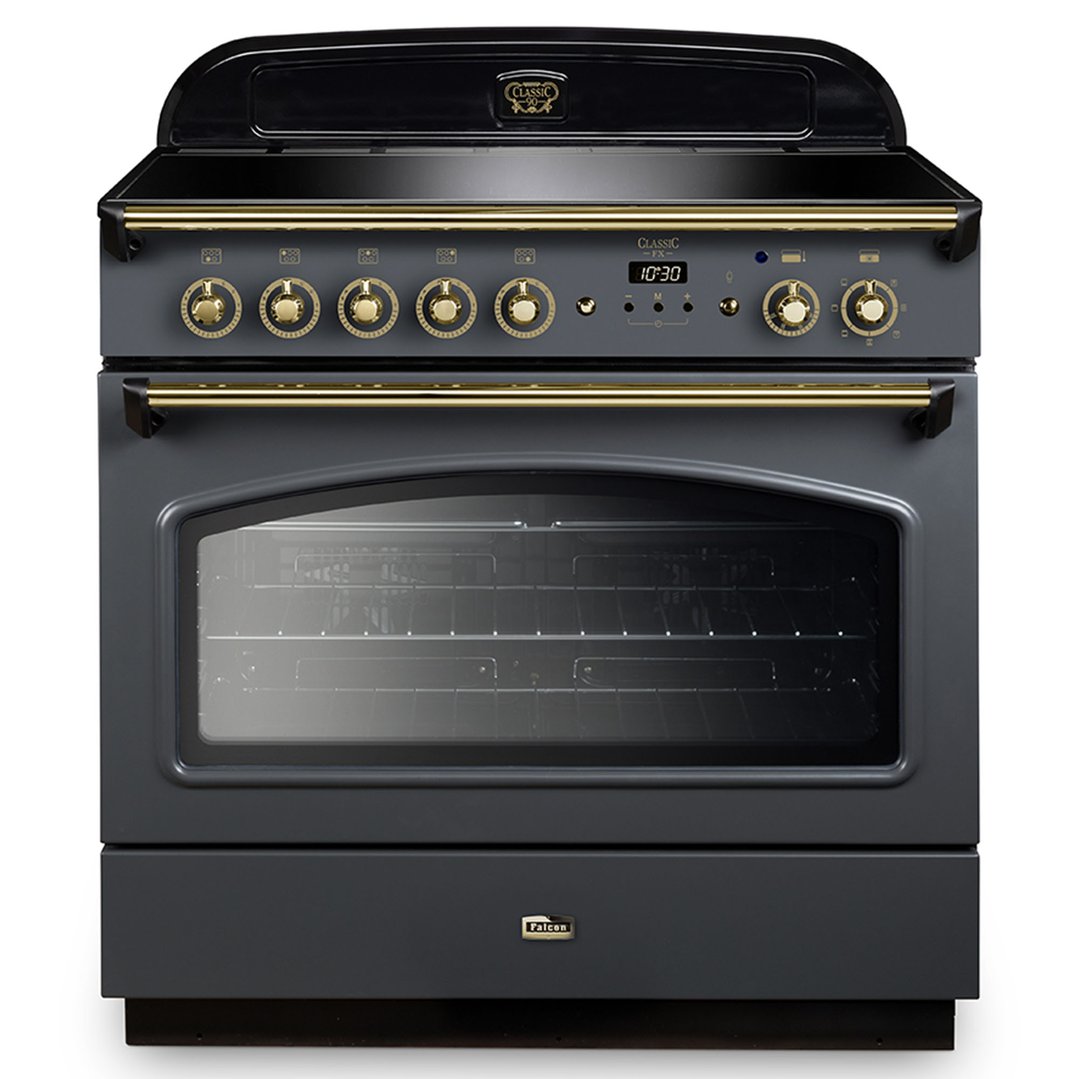 Falcon Classic FX 90cm Induction Range Cooker Slate/Brass CLA90FXEISL ...