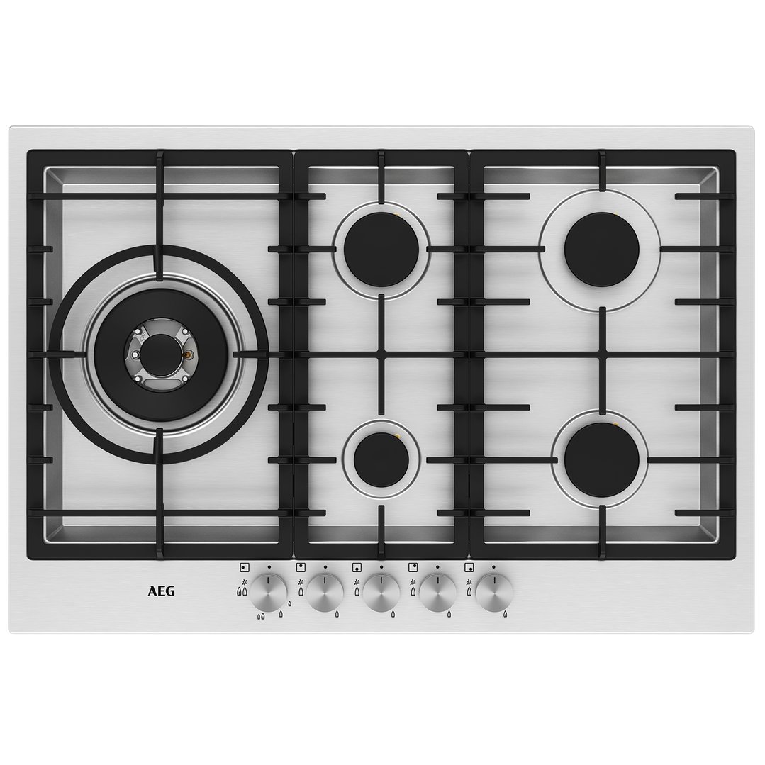 AEG 75cm 5 Burner Stainless Steel Gas Cooktop HG75FXB - Signature ...