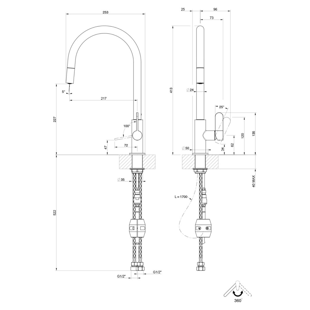 HELIUM Single Spray Finox Brushed Nickel 60077-149 - Signature Appliances