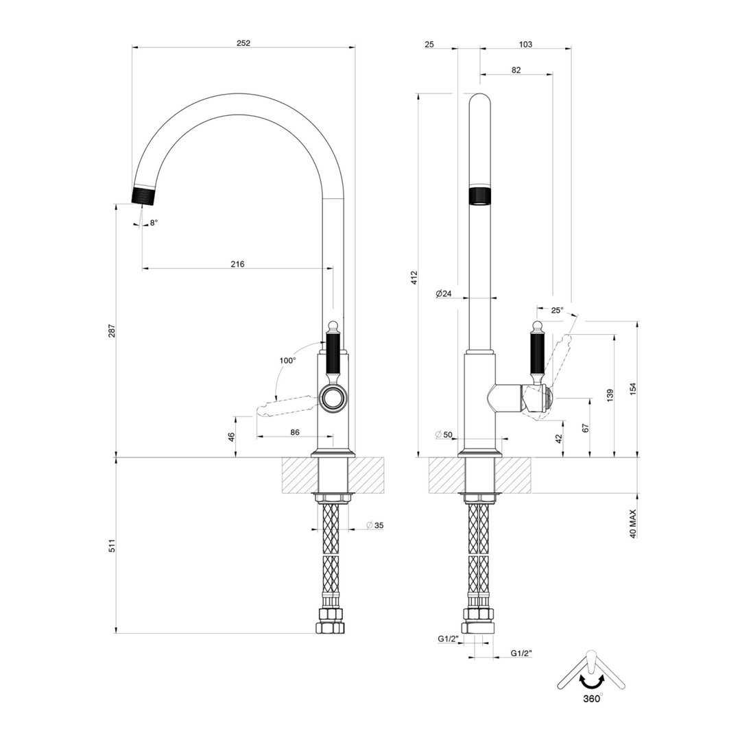 Venti20 Swivelling Nickel PVD 60620-720 - Signature Appliances