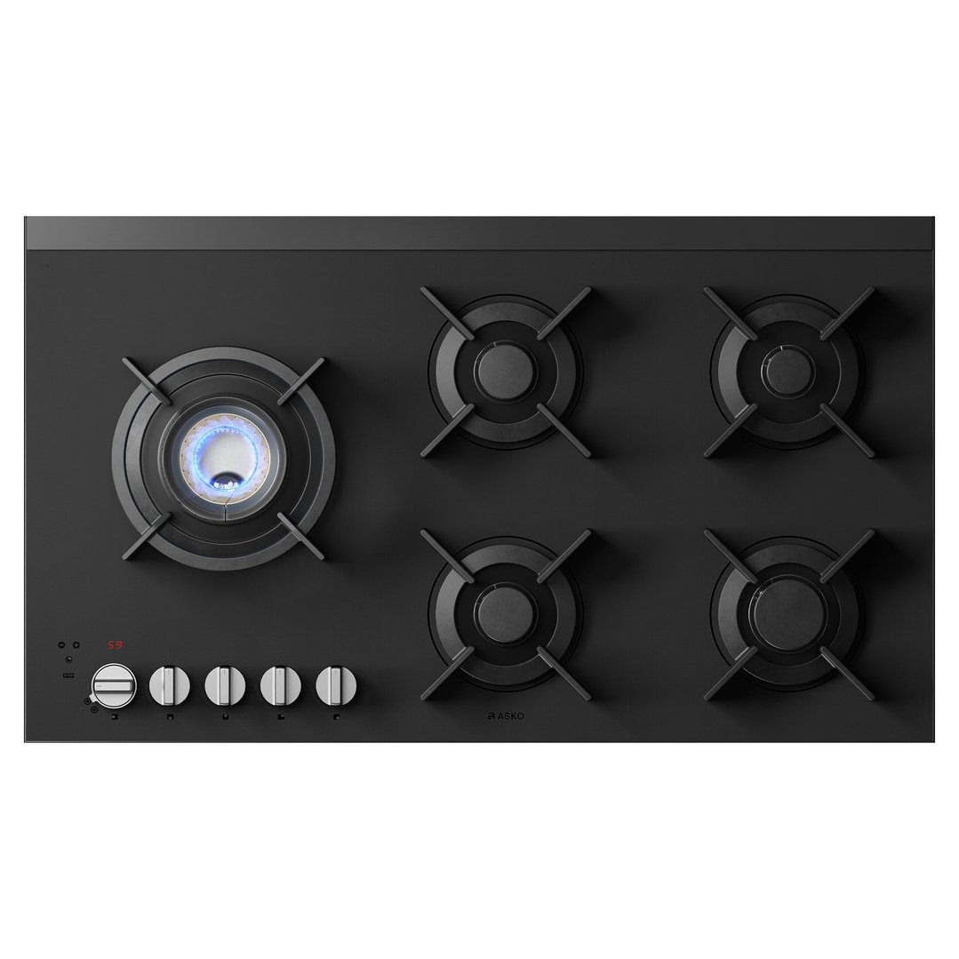 Asko 90cm Hob Gas 5 Burner Volcano Cooktop Matte Black HG8954MGD1 ...