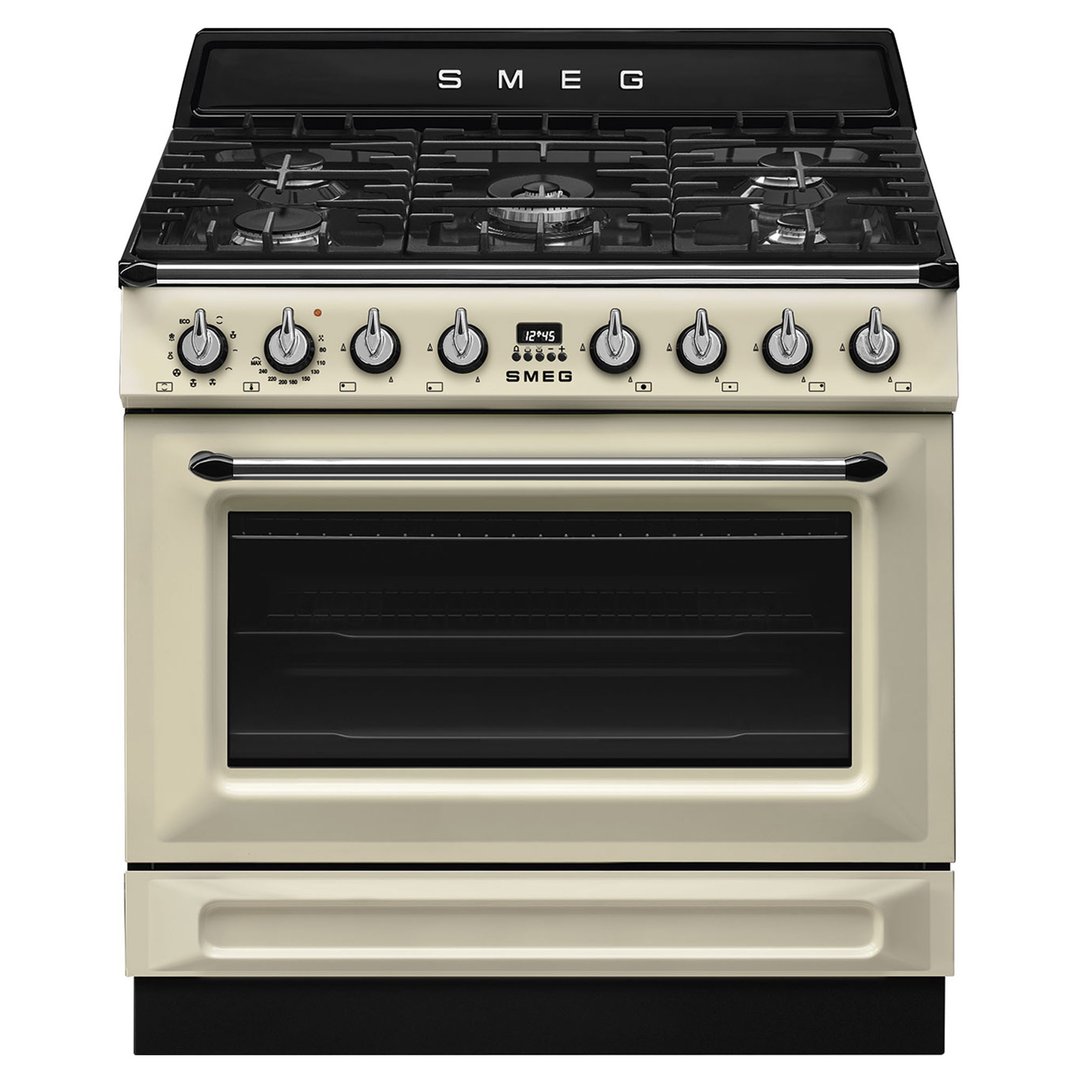 Smeg 90cm Victoria Freestanding Cooker (5 Burners/9 Functions) - Cream ...