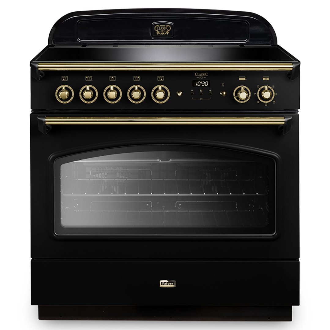 Falcon Classic FX 90cm Induction Range Cooker Black/Brass CLA90FXEIBL ...