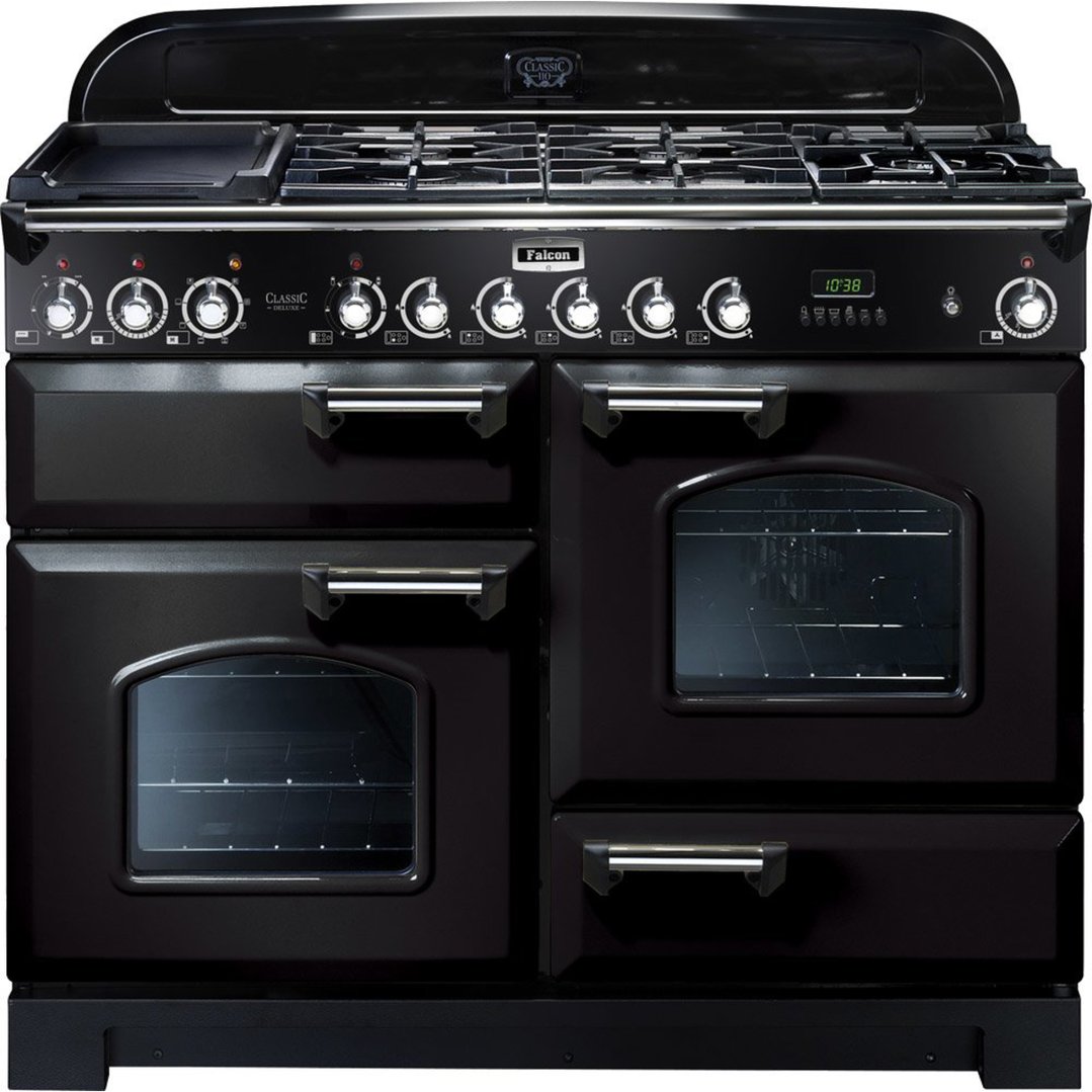 Falcon Classic Deluxe 110cm Dual Fuel Upright CookerBlack/Chrome ...