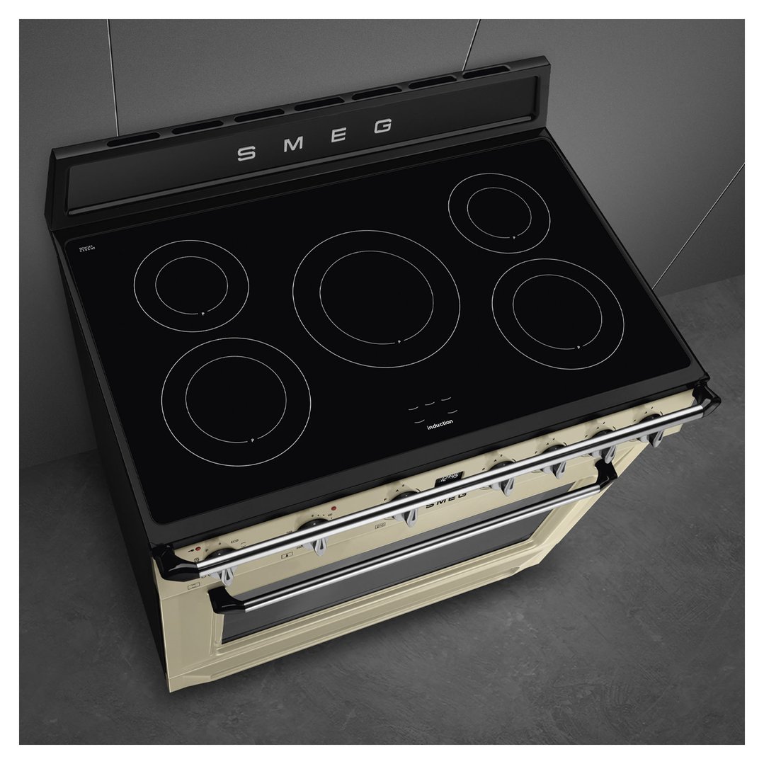 Smeg 90cm Victoria Aesthetic Cooker with Induction Hob Cream TR90IPP ...