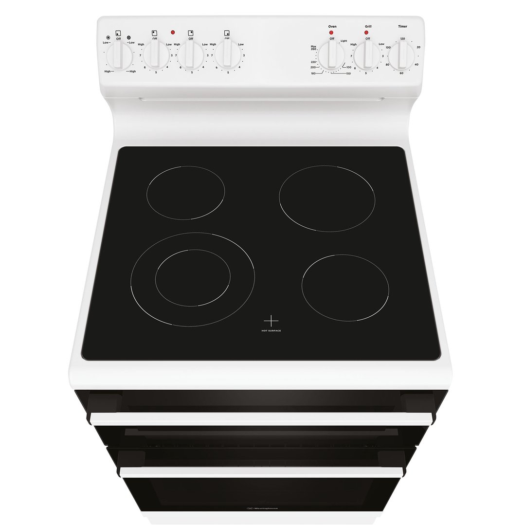 Westinghouse 60cm freestanding electric oven and ceramic cooktop, white ...