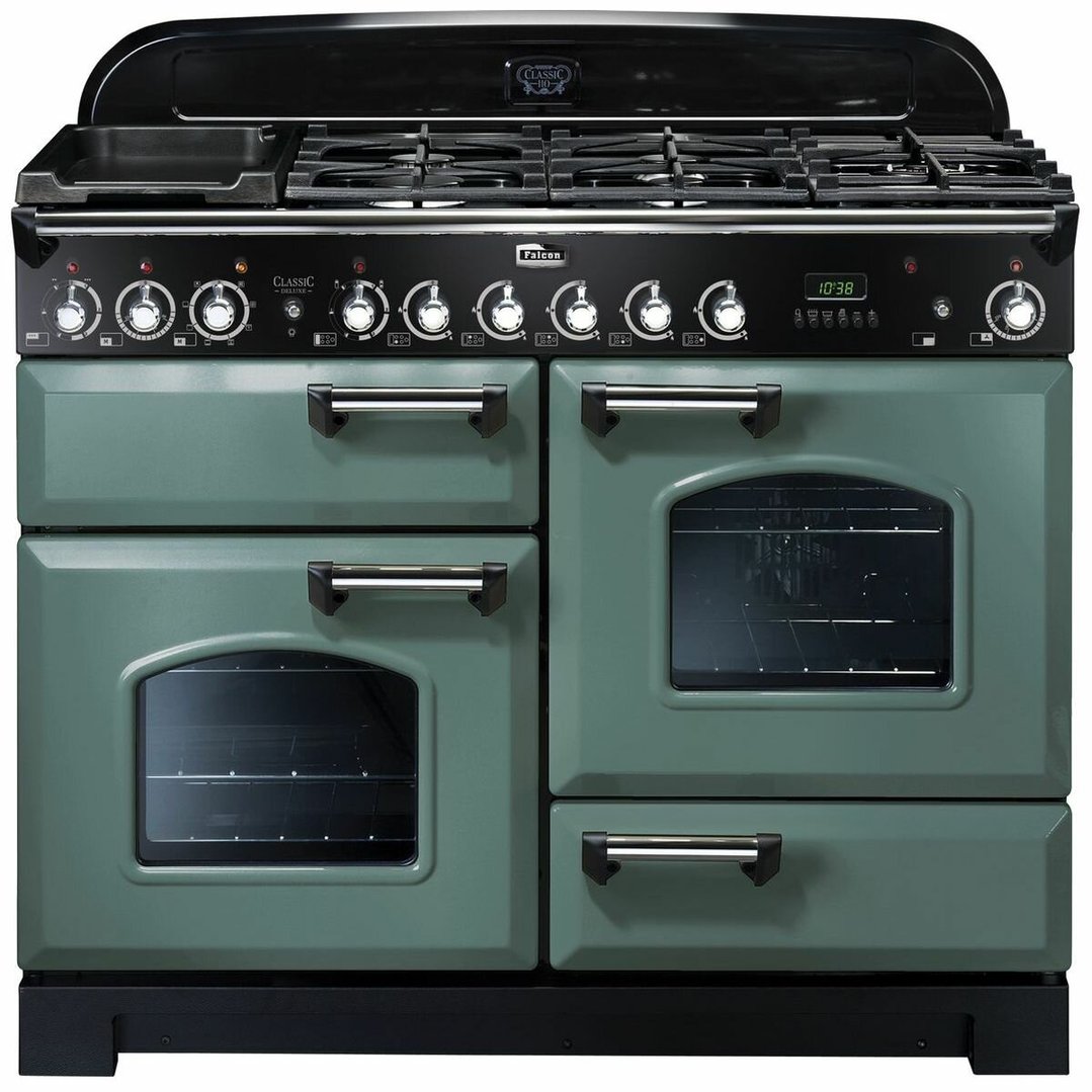 Falcon Classic Deluxe 110cm Dual Fuel Upright Cooker Mineral Green ...