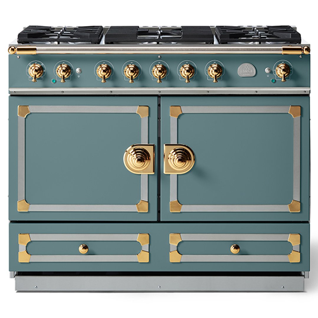 La Cornue CornuFe 110cm Dual Fuel Range Cooker - Ocean, Polished Brass ...