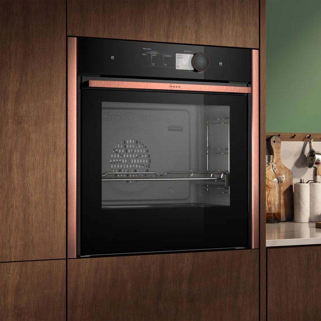 Neff Slide & Hide® Oven with FullSteam with Brushed Bronze Side Trims ...