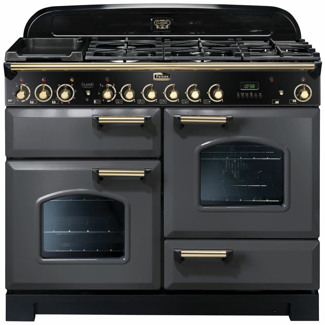 Falcon Classic Deluxe 110cm Dual Fuel Upright Cooker Slate/Brass ...