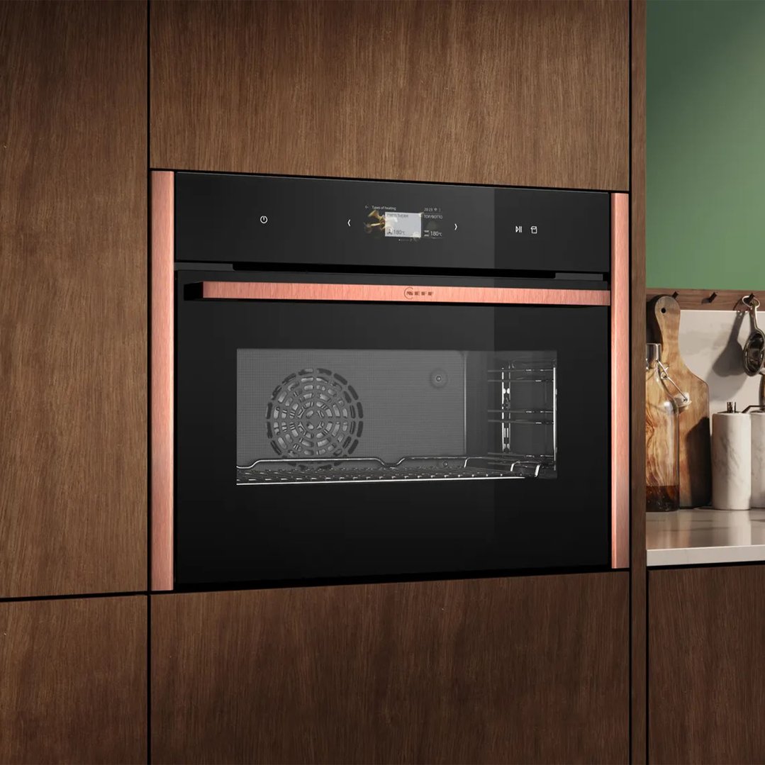 Neff Compact Oven with FullSteam with Brushed Bronze Side Trims ...