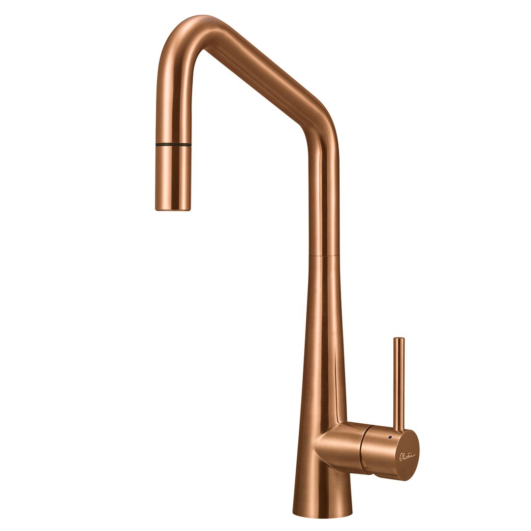 Essente 316 Stainless Steel Square Goose Neck Pull Out Mixer - Copper ...