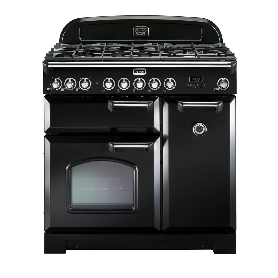 Falcon Classic Deluxe 90cm Dual Fuel Upright Cooker Black/Chrome ...