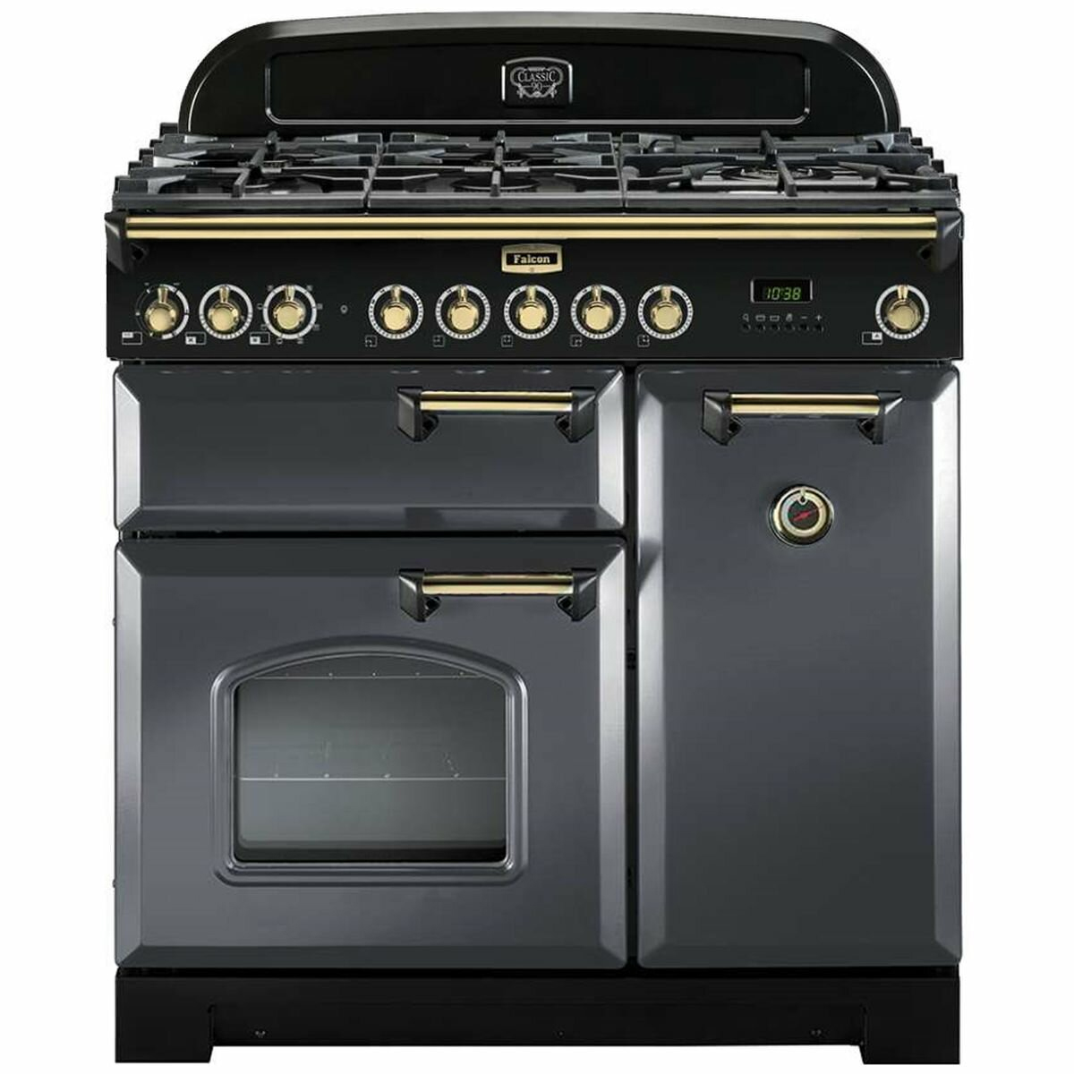 Falcon Classic Deluxe 90cm Dual Fuel Upright Cooker Slate/Brass ...